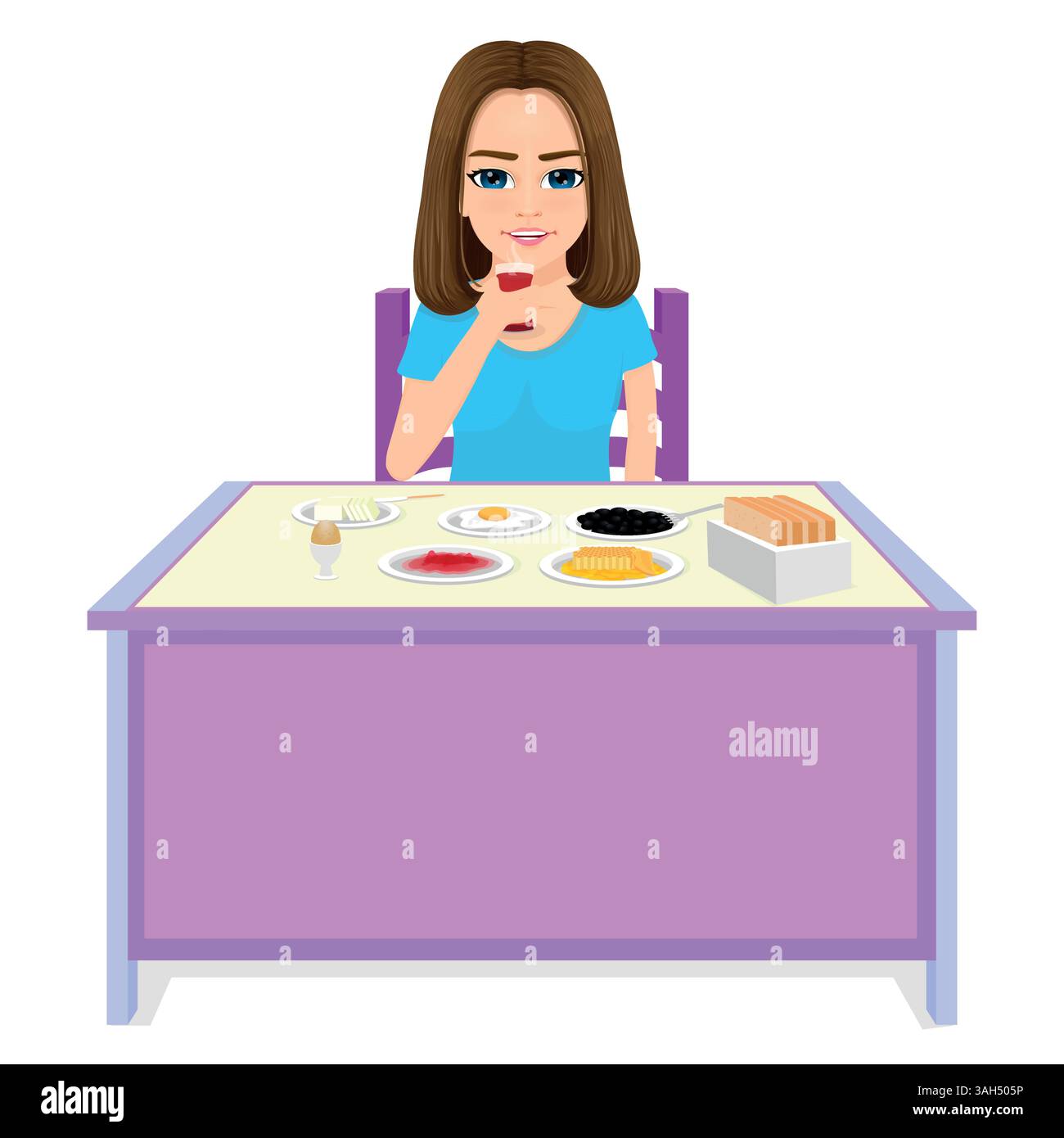 Happy boy sitting breakfast eating Stock Vector Images - Alamy