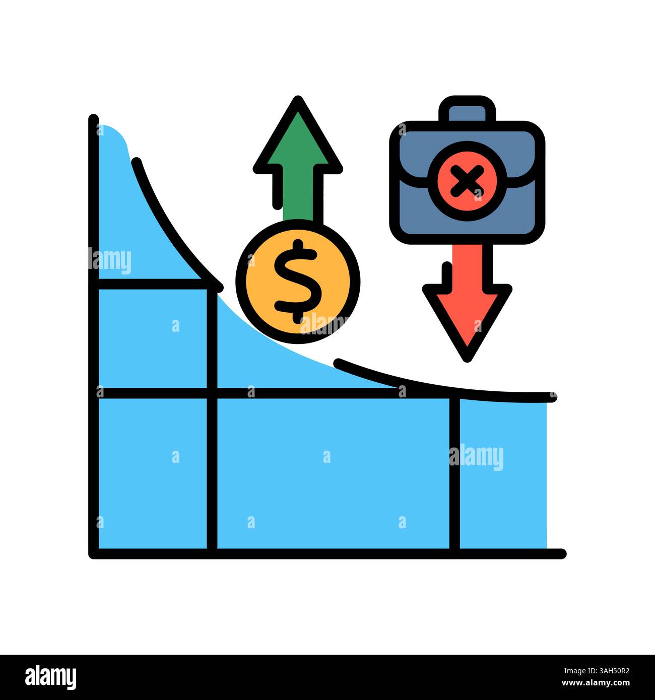 Phillips curve color flat icon for digital and print projects. Minimal ...