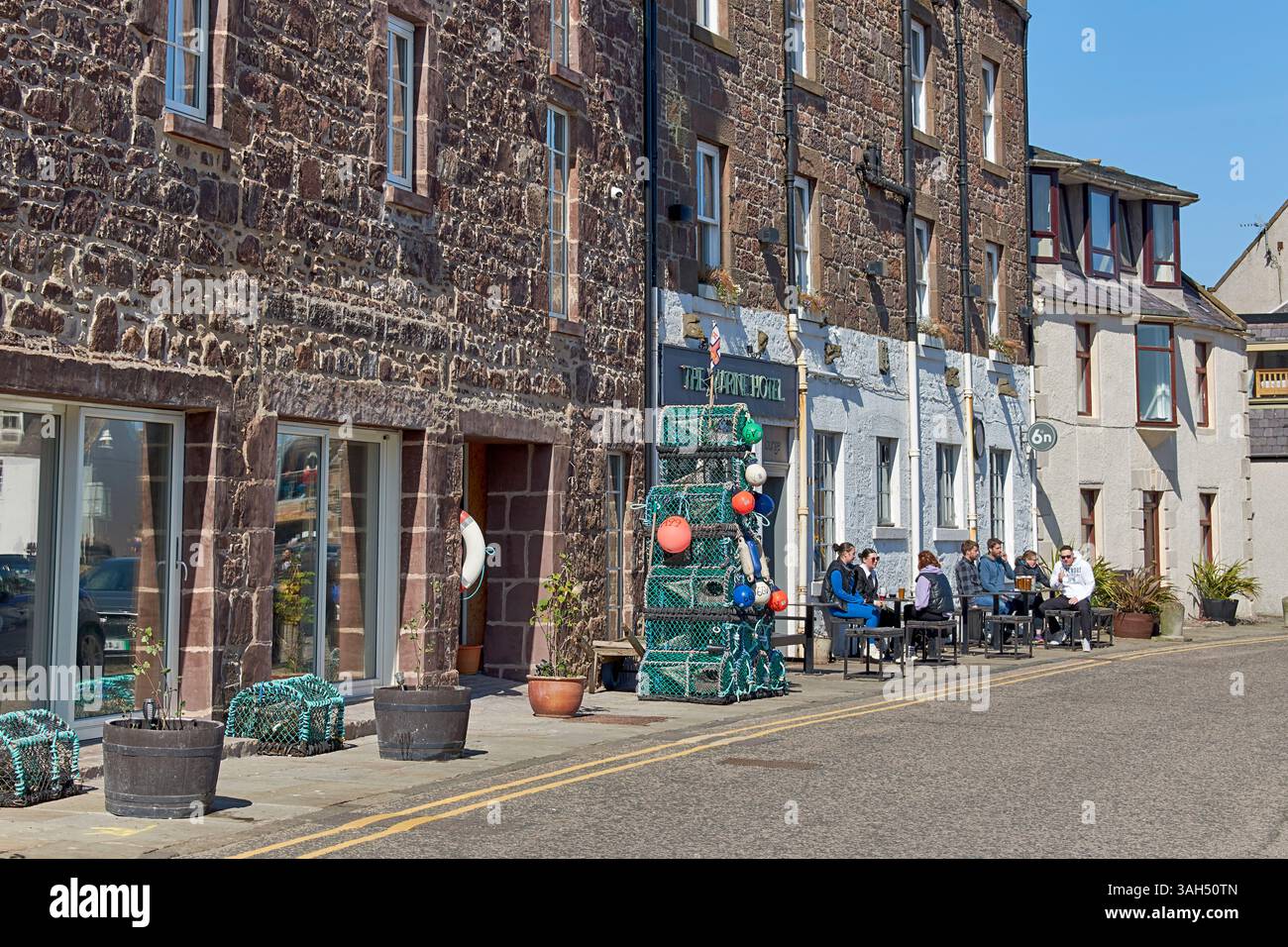 Stonehaven Aberdeenshire Scotland the Marine Hotel and shops on ...