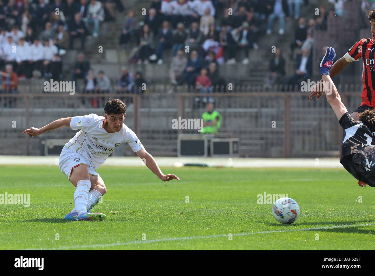 Milan, Italy, 9th April 2025. Alessandro Bolzan of Cagliari Calcio ...