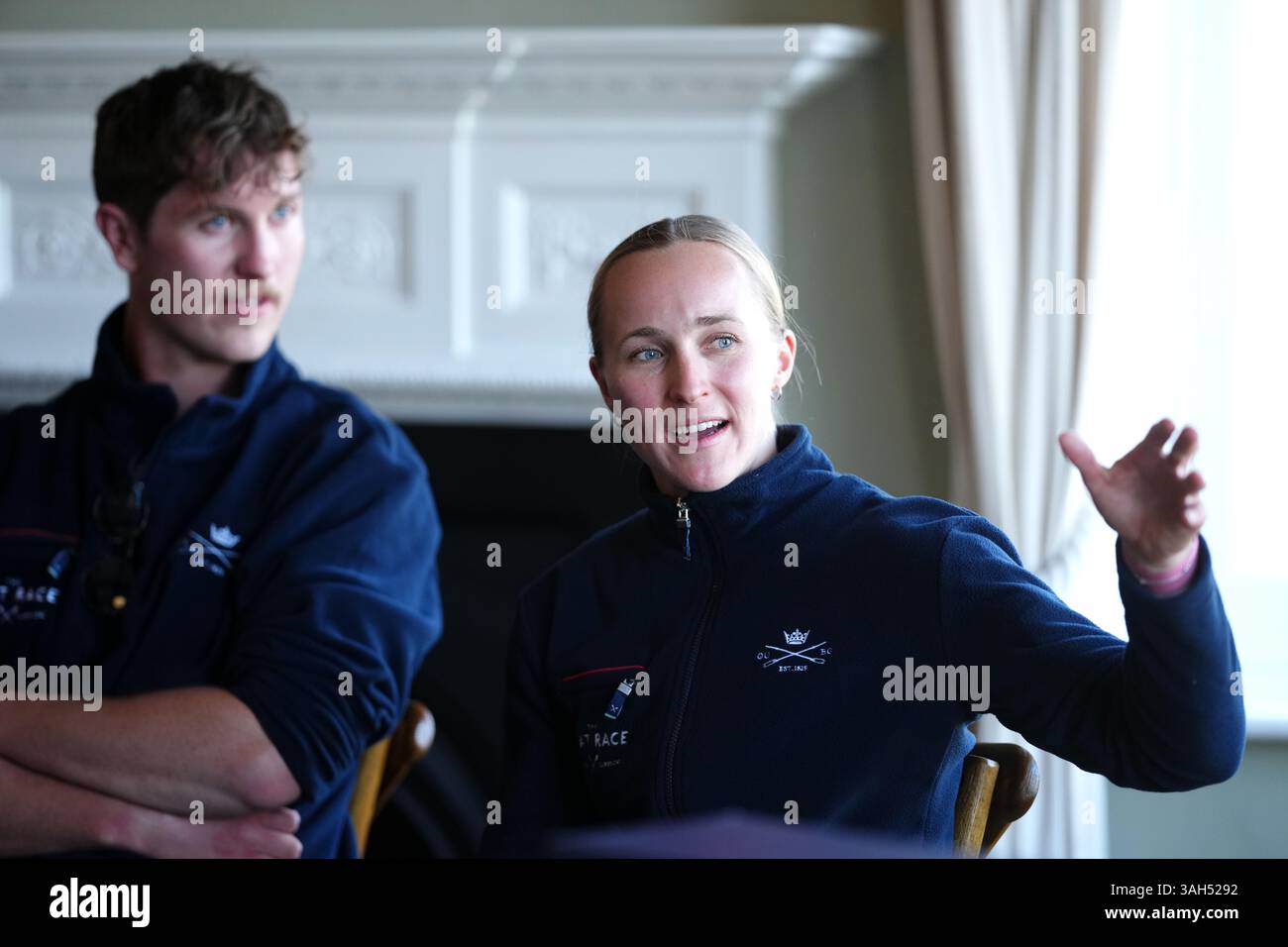 Oxford University Boat Team's James Doran and Heidi Long during a press ...