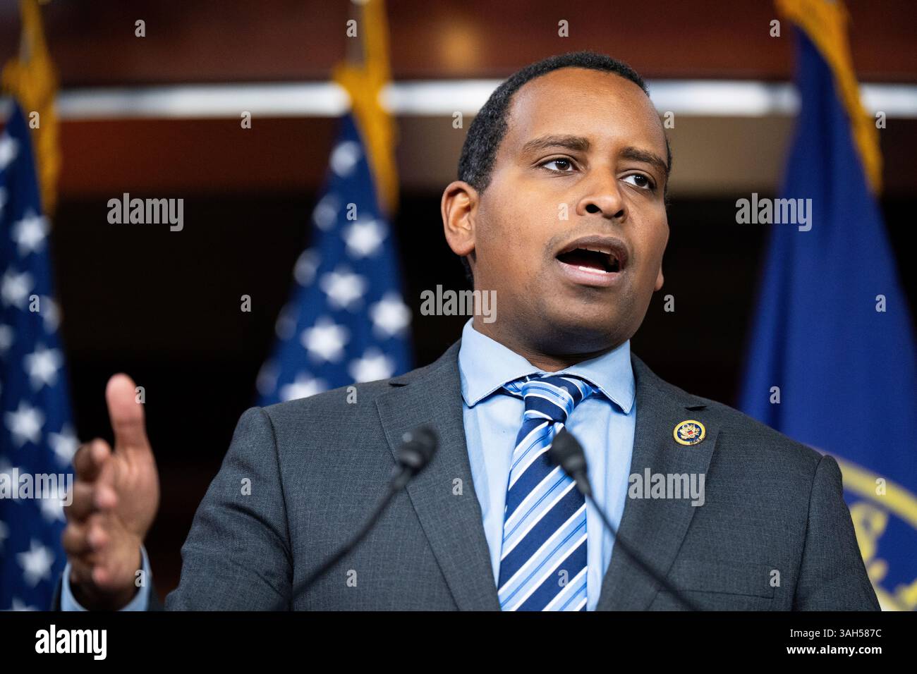 UNITED STATES - APRIL 9: Rep. Joe Neguse, D-Colo., speaks during the ...