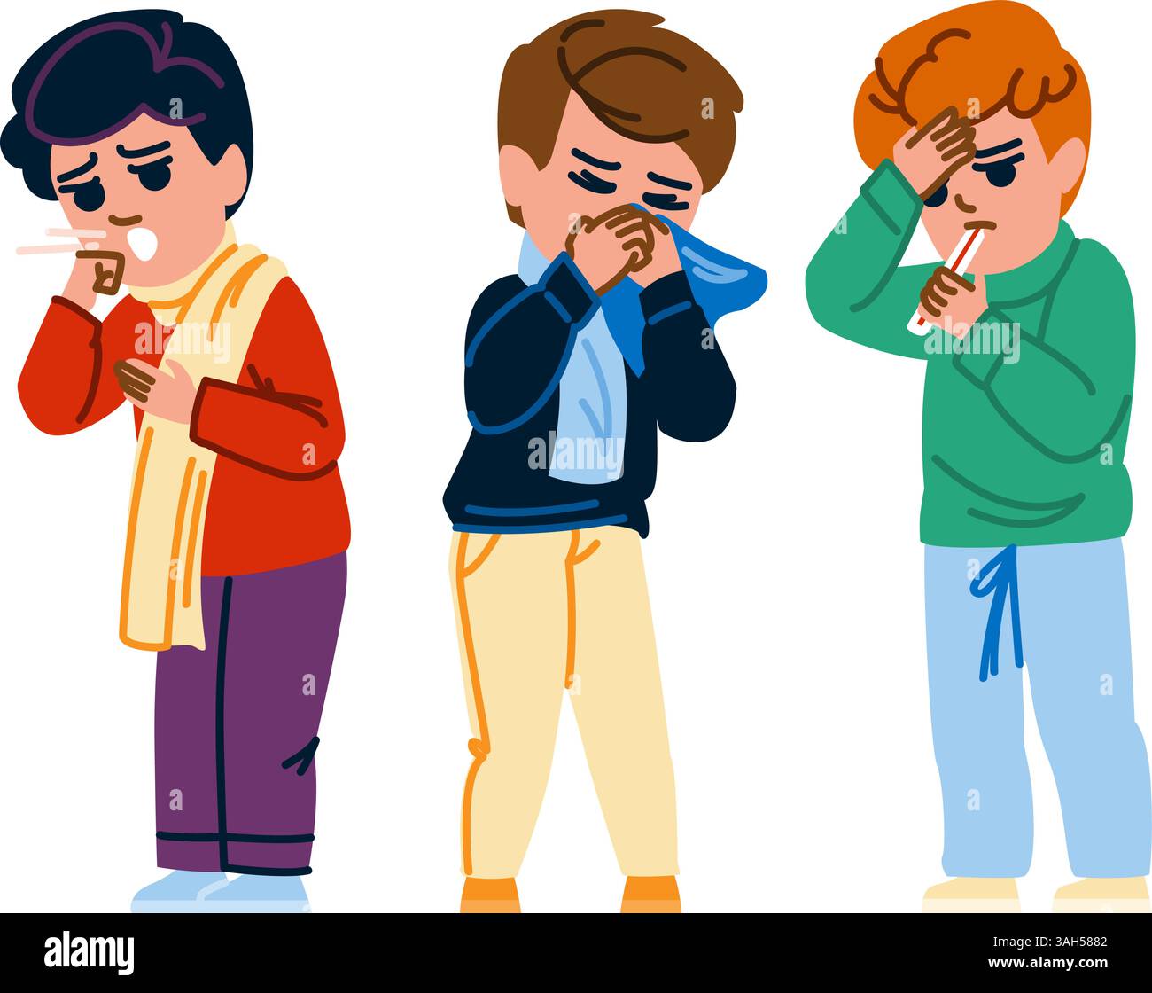 cough sick kid boy vector Stock Vector Image & Art - Alamy
