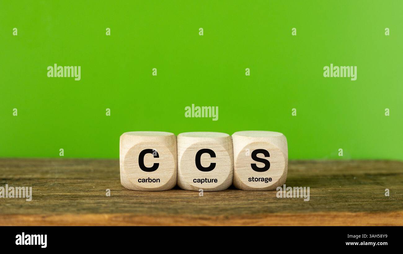 Carbon Capture Storage symbol. CCS on wooden cubes, green background ...
