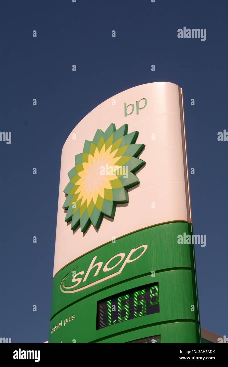BP British Petroleum logo at petrol station in S'Arenal, Island of ...
