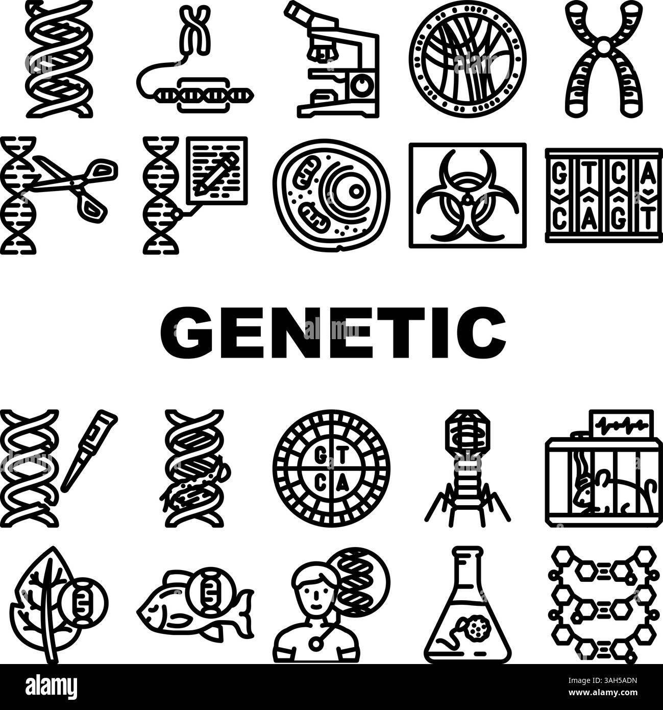 genetic engineering crispr gene icons set vector Stock Vector Image ...