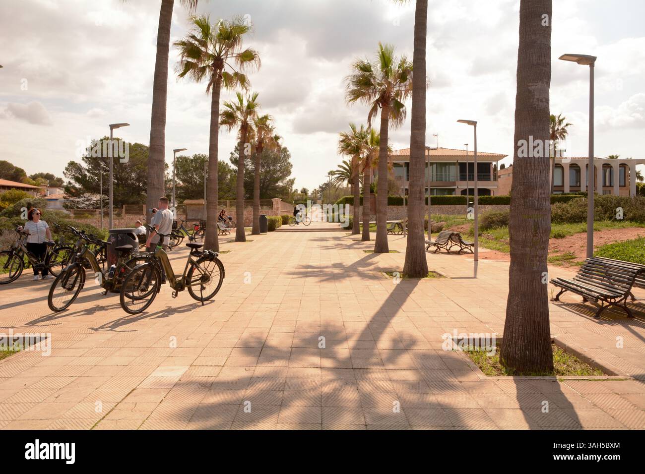Cyclists at the popular vantage point Mirador Son Verí Nou from where ...