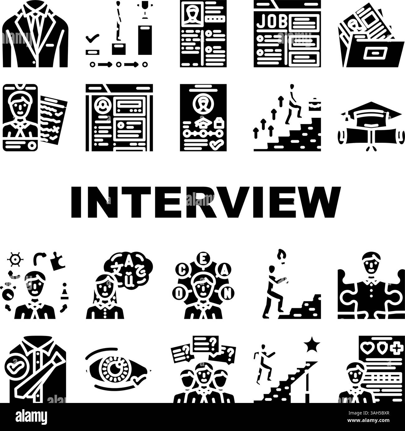 job interview hr preparation icons set vector Stock Vector Image & Art ...