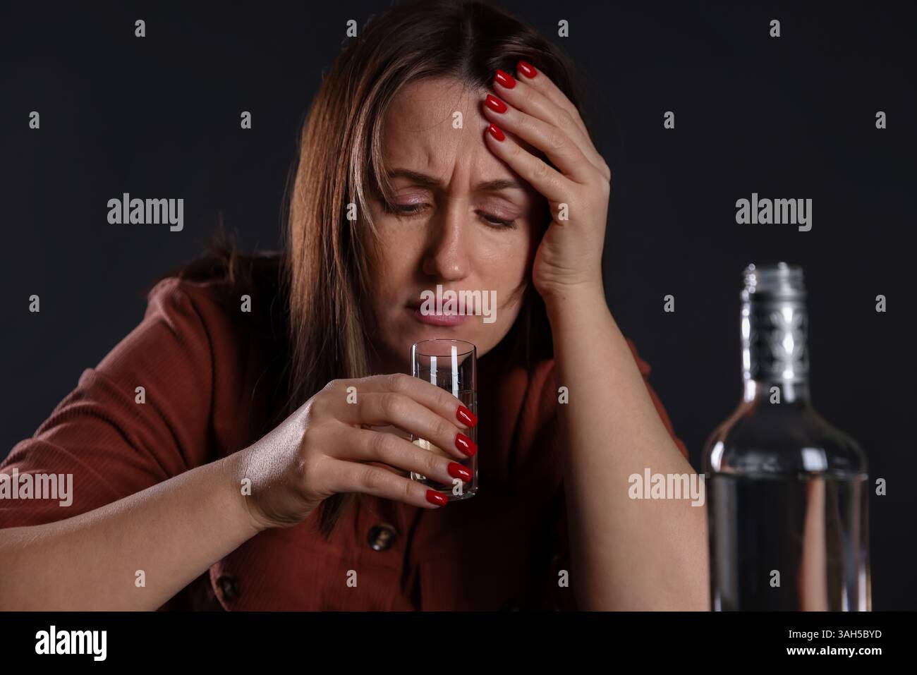 Alcohol addiction heavy drinking woman hi-res stock photography and ...