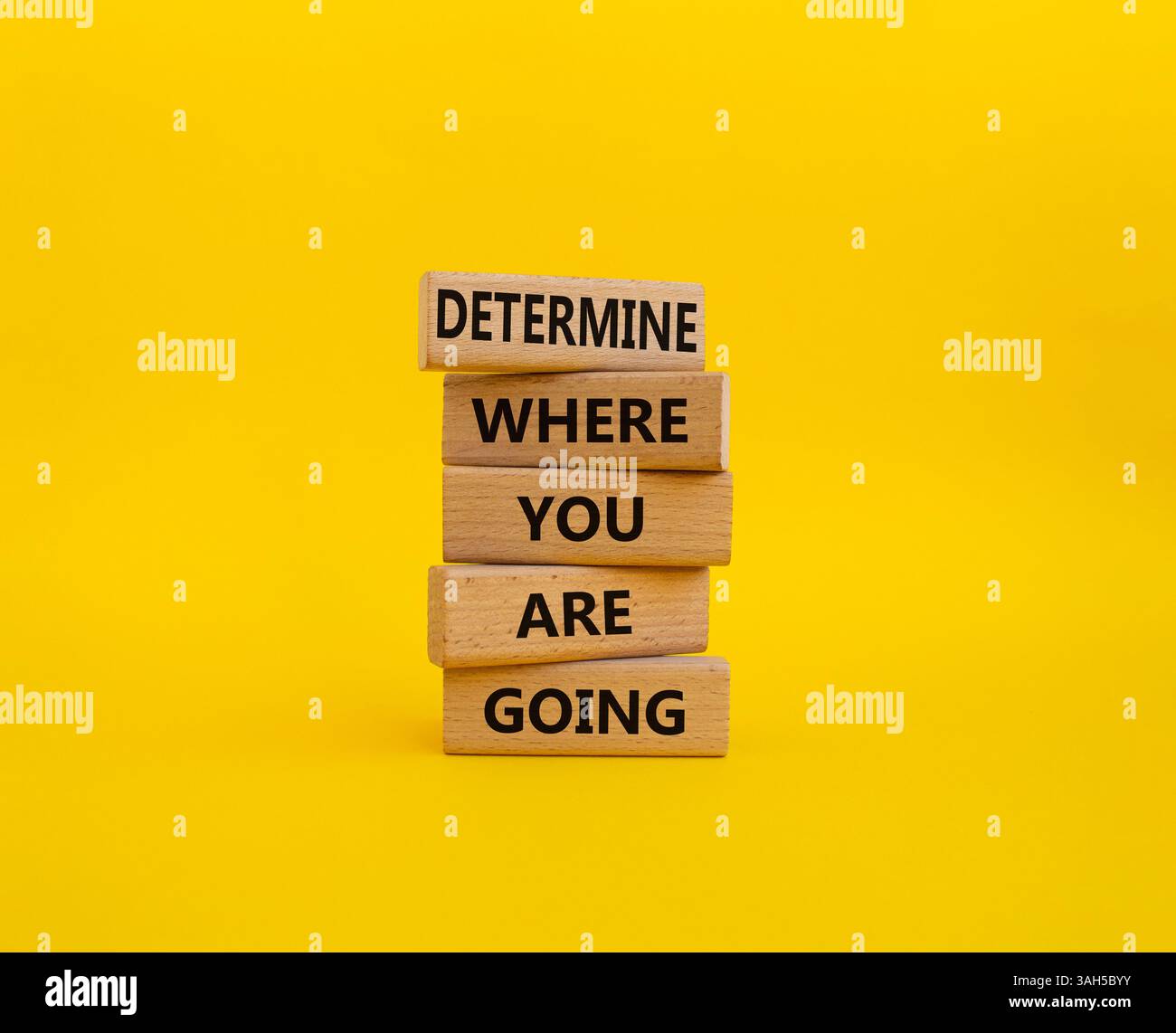 Determination symbol. Wooden blocks with words Determine where you are ...