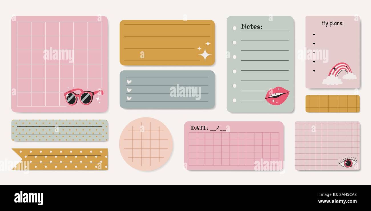 Set of various paper notes, stickers, pages Stock Vector Image & Art ...