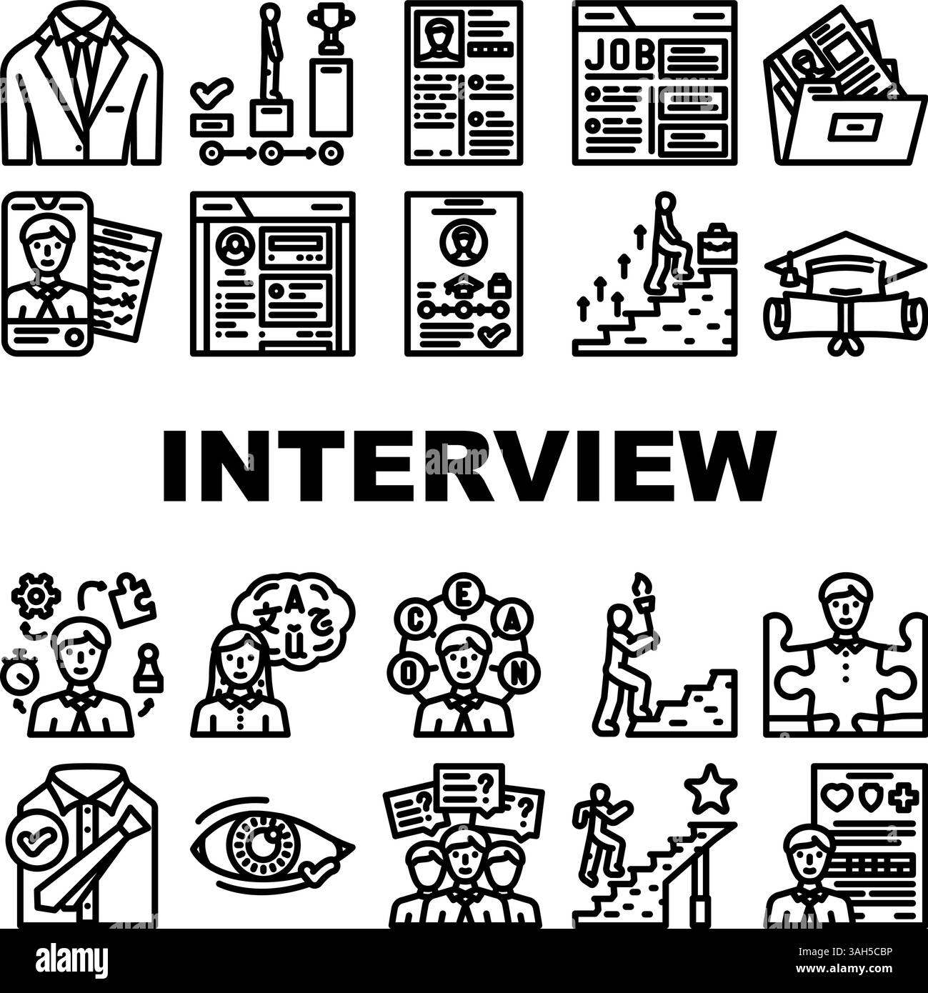 job interview hr preparation icons set vector Stock Vector Image & Art ...