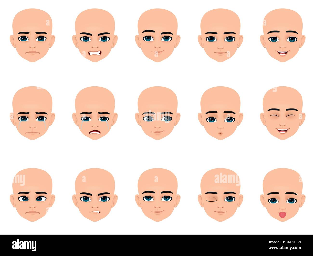Cartoon woman character emotions icons hi-res stock photography and ...