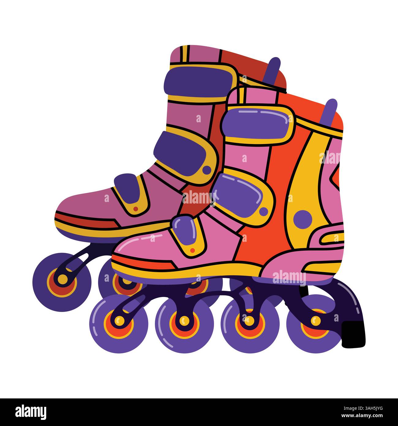 Retro inline roller skate isolated on white. 90s aesthetic. Female ...