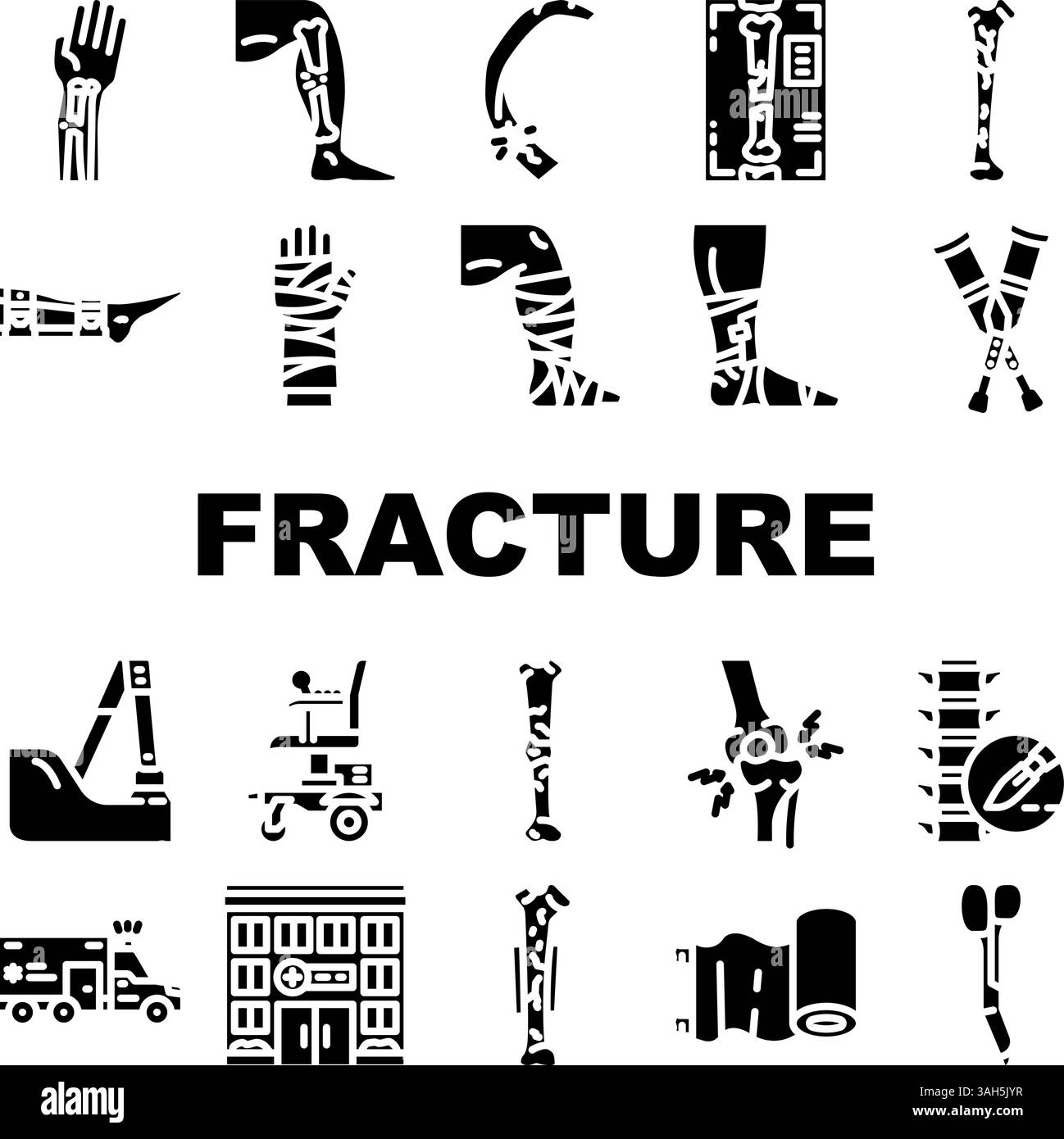 fracture injury bone break icons set vector Stock Vector Image & Art ...
