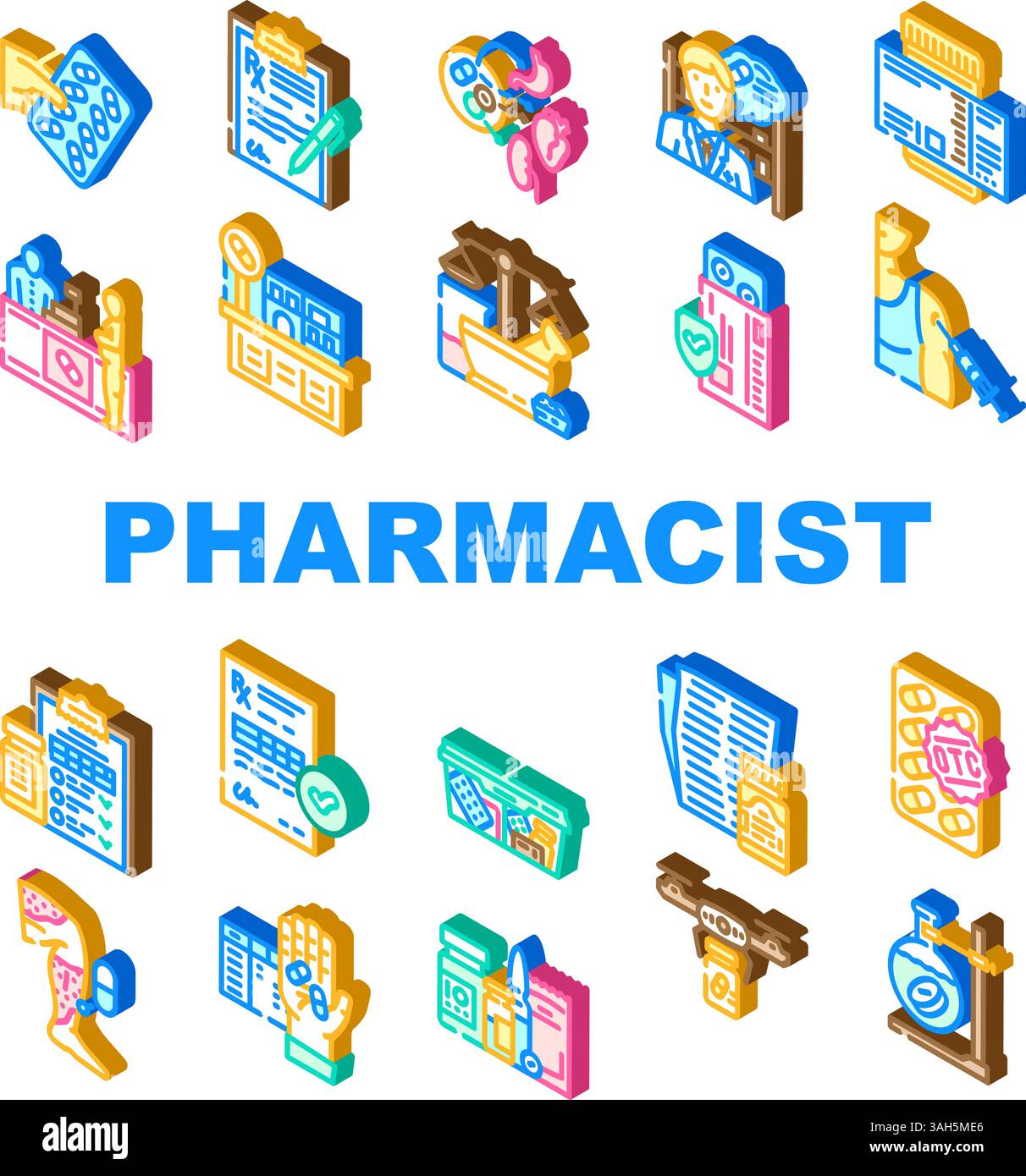 pharmacist medication drugs icons set vector Stock Vector Image & Art ...