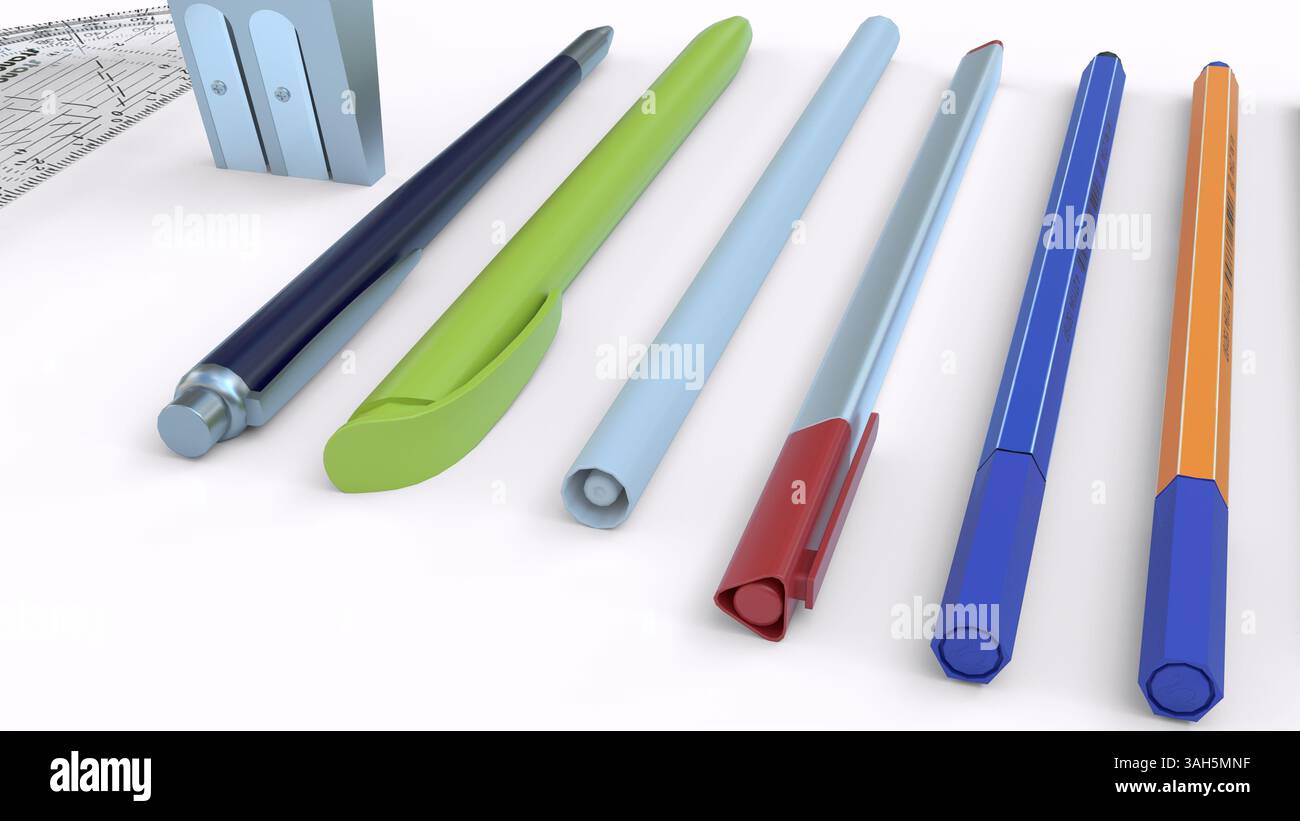 Different types of marker pens with white background Stock Photo - Alamy