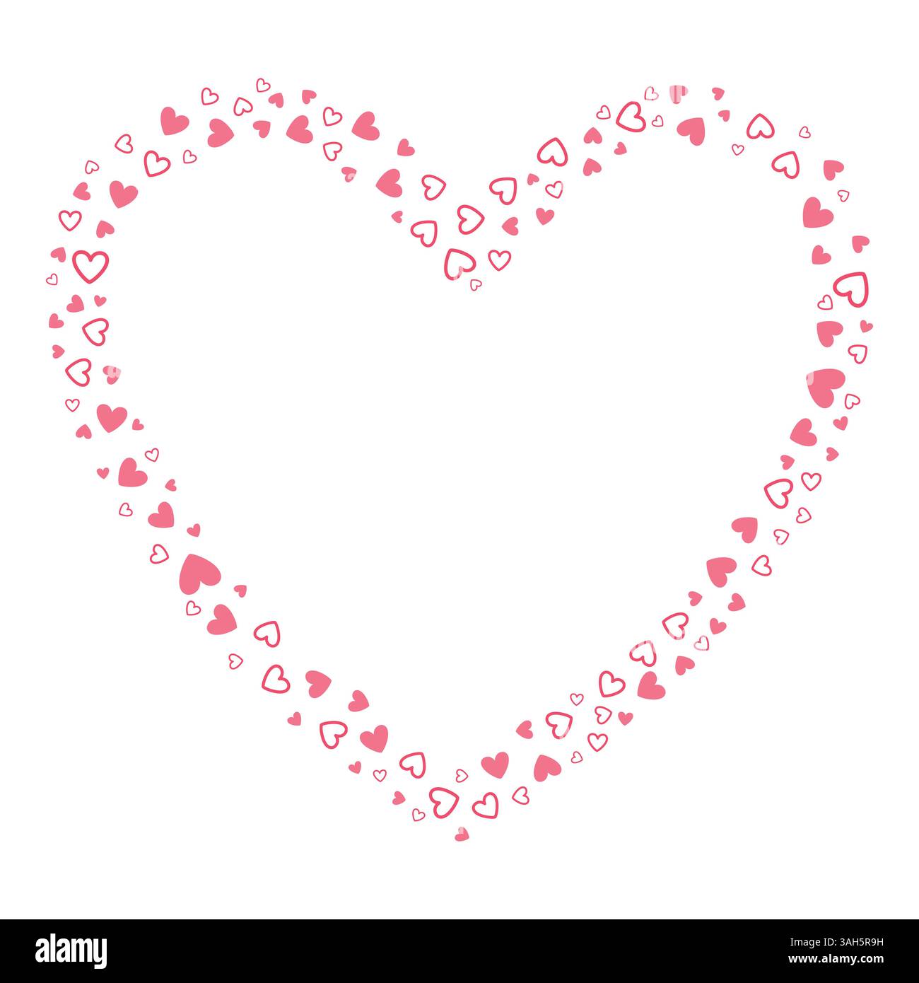 Pink wedding frame with confetti hearts. Happy Valentines day border ...
