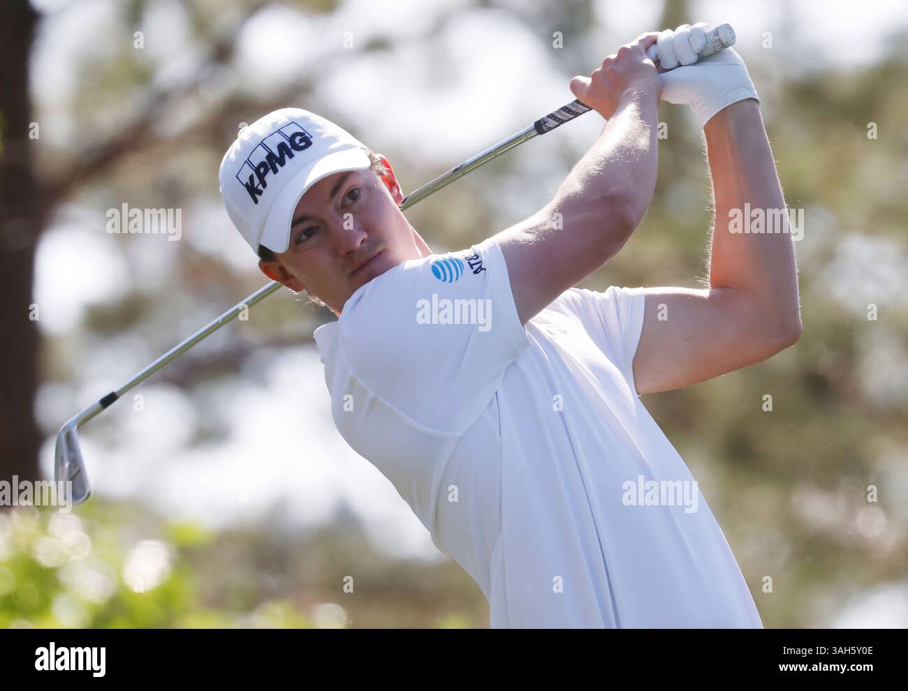 Augusta, United States. 09th Apr, 2025. Maverick McNealy tees off on ...