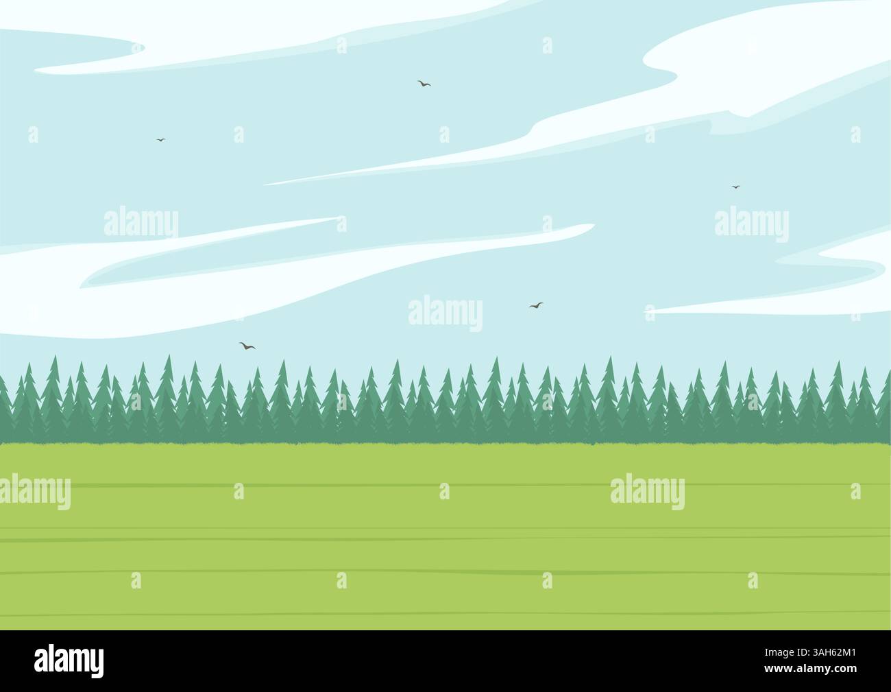 Vector illustration of beautiful summer fields landscape. Springtime ...