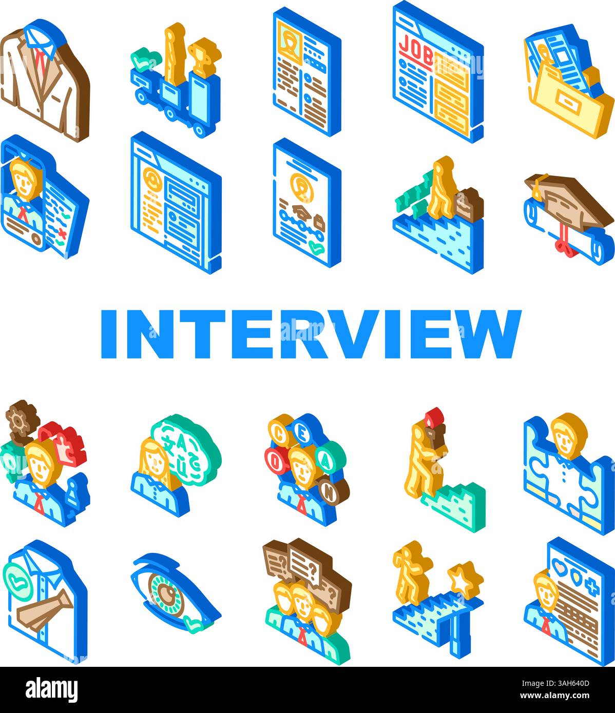 job interview hr preparation icons set vector Stock Vector Image & Art ...