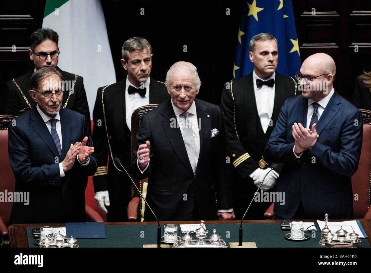 Rome, institutional visit of the English royals in Italy. The speech of ...