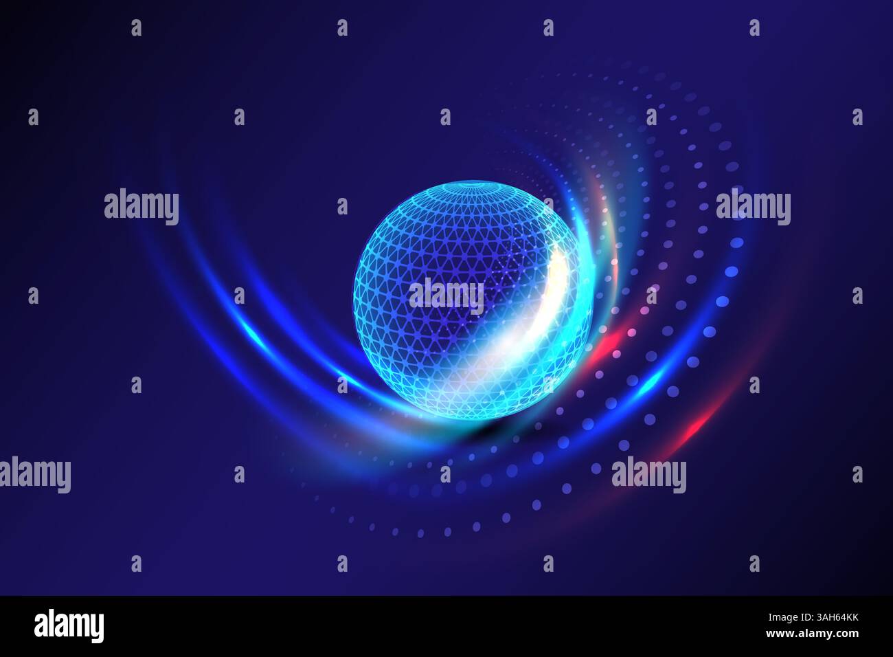 Abstract technology global network connections and endless multi color circles and dots, Global ...