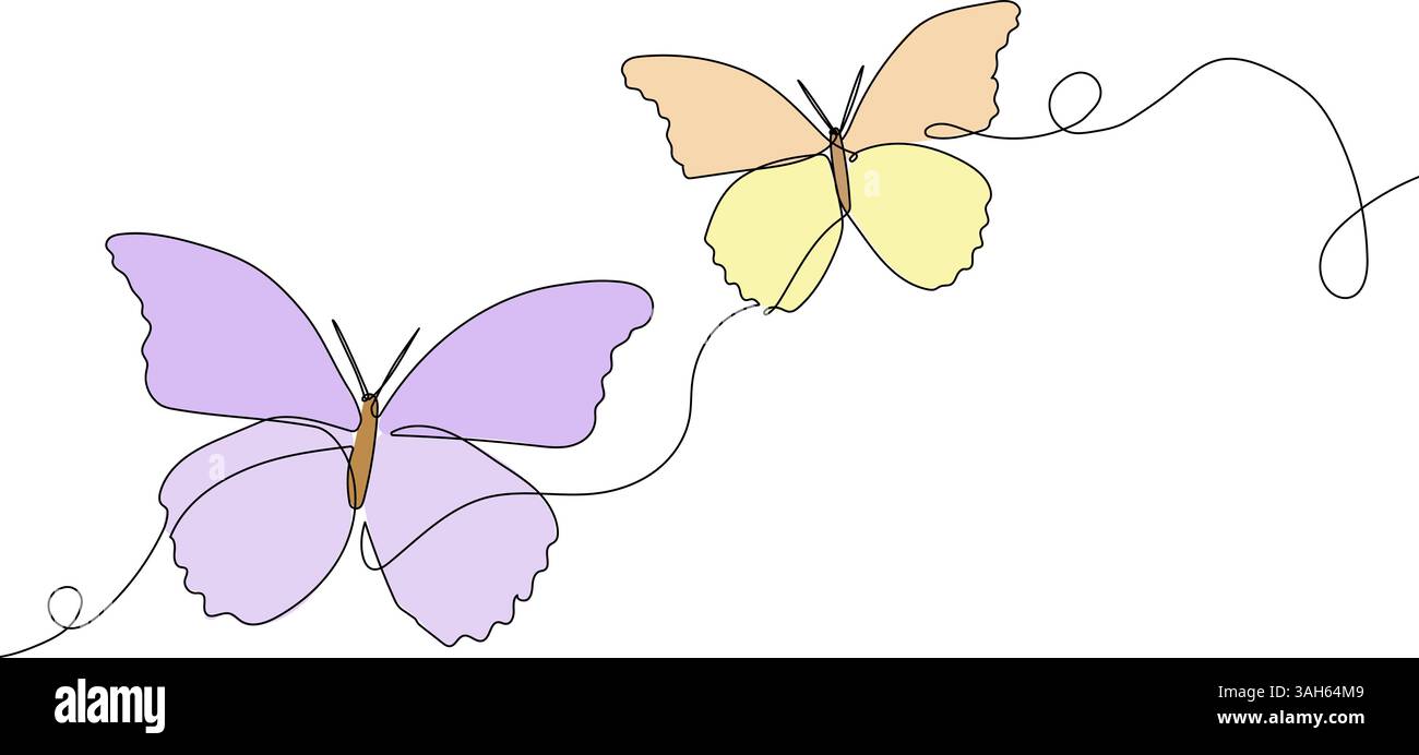 Butterfly Line Drawing in Pastel Colors Stock Vector Image & Art - Alamy