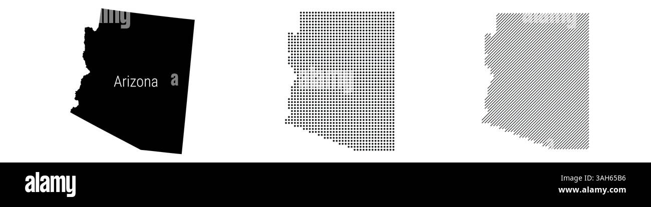 Arizona detailed silhouette map, dotted pattern and slanted parallel lines pattern, textured ...