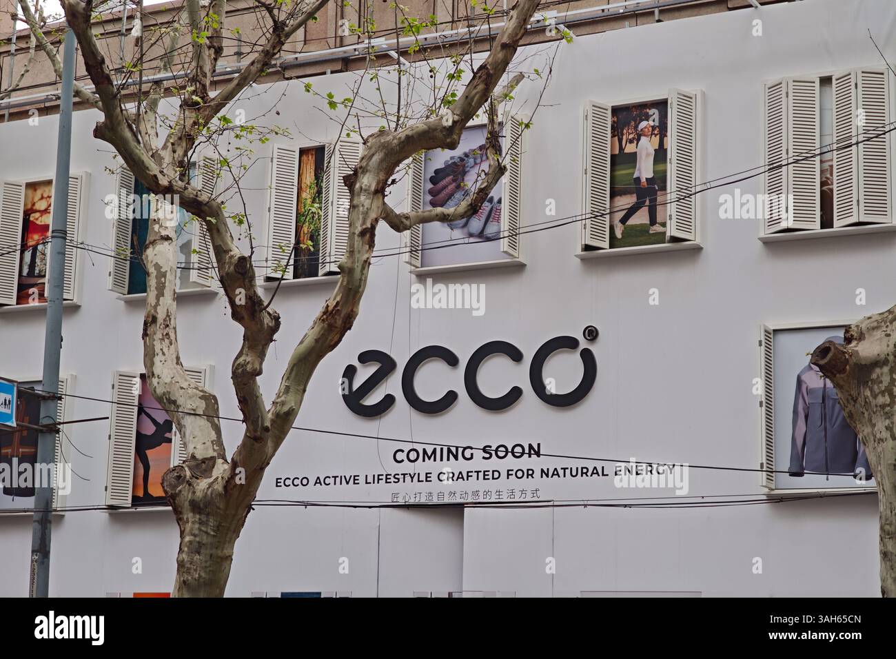 SHANGHAI, CHINA - APRIL 9, 2025 - An ECCO store is under renovation and ...