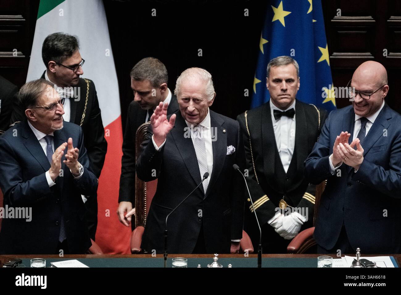 Rome, institutional visit of the English royals in Italy. The speech of ...