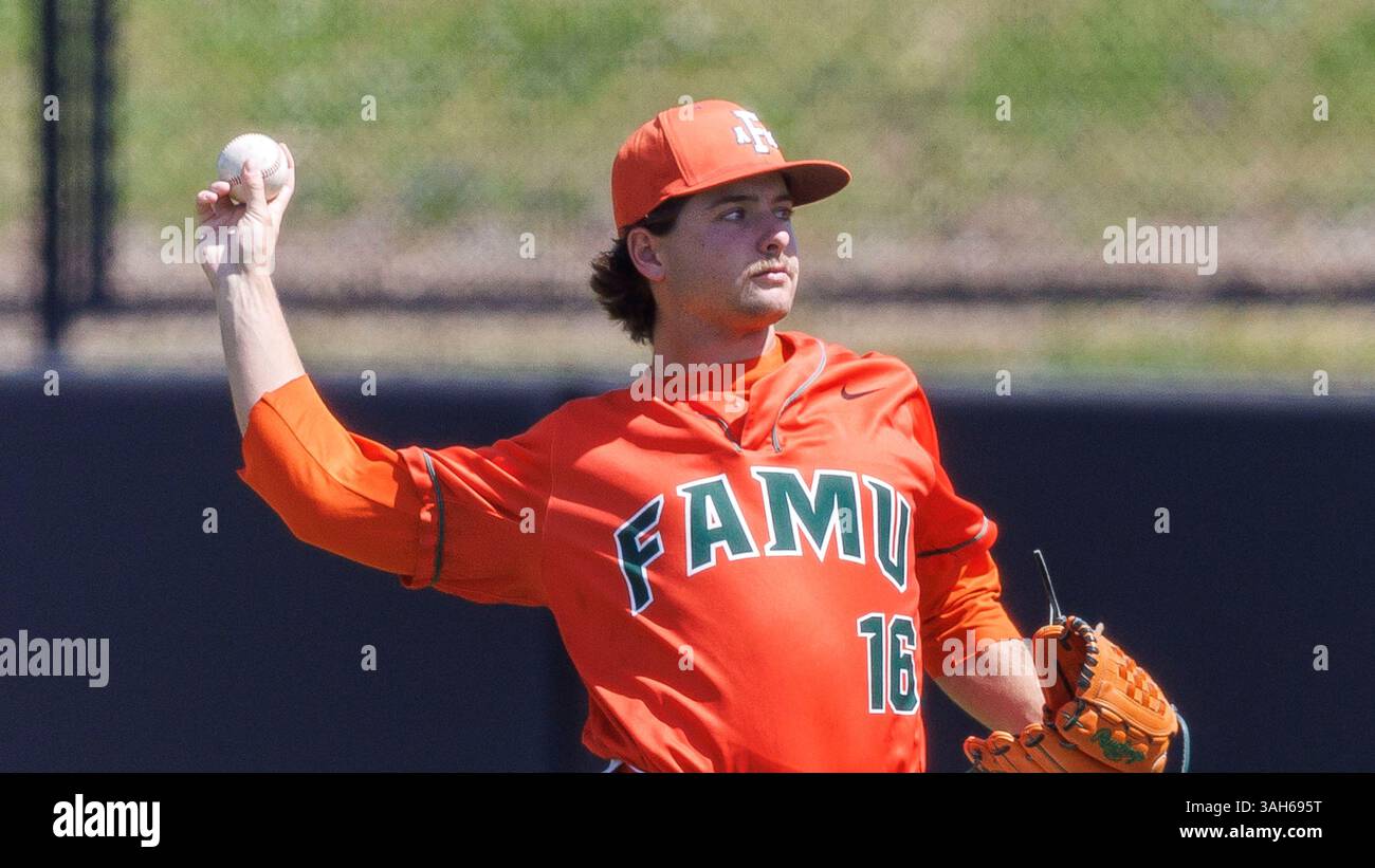 Florida A&M pitcher Dallas Tease (16) during an NCAA baseball game on ...