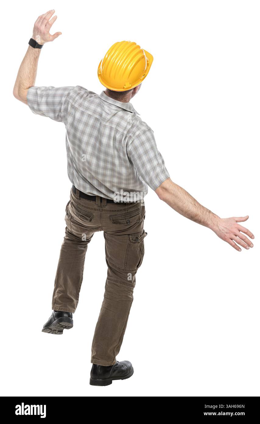 Construction worker balancing with transparent background Stock Photo ...