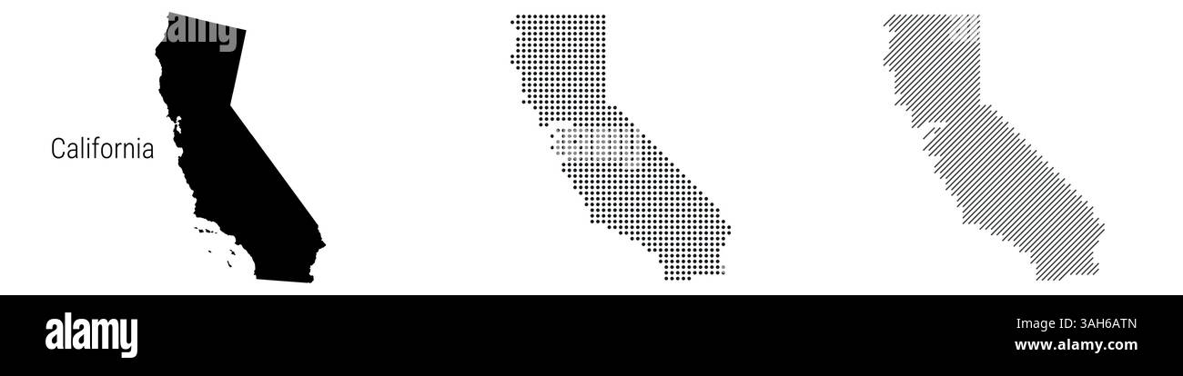 California detailed silhouette map, dotted pattern and slanted parallel ...