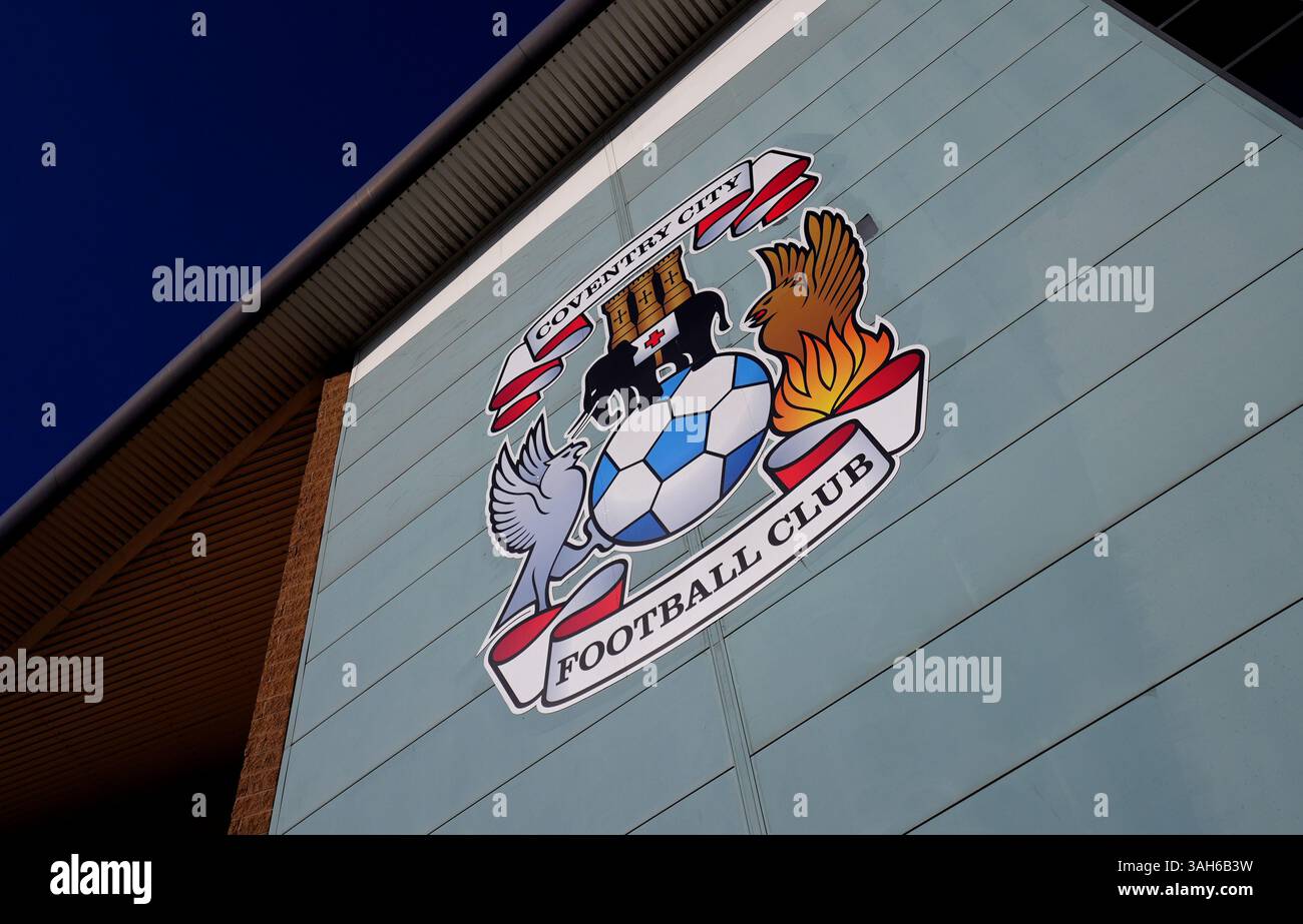 A view of a Coventry City club emblem before the Sky Bet Championship ...