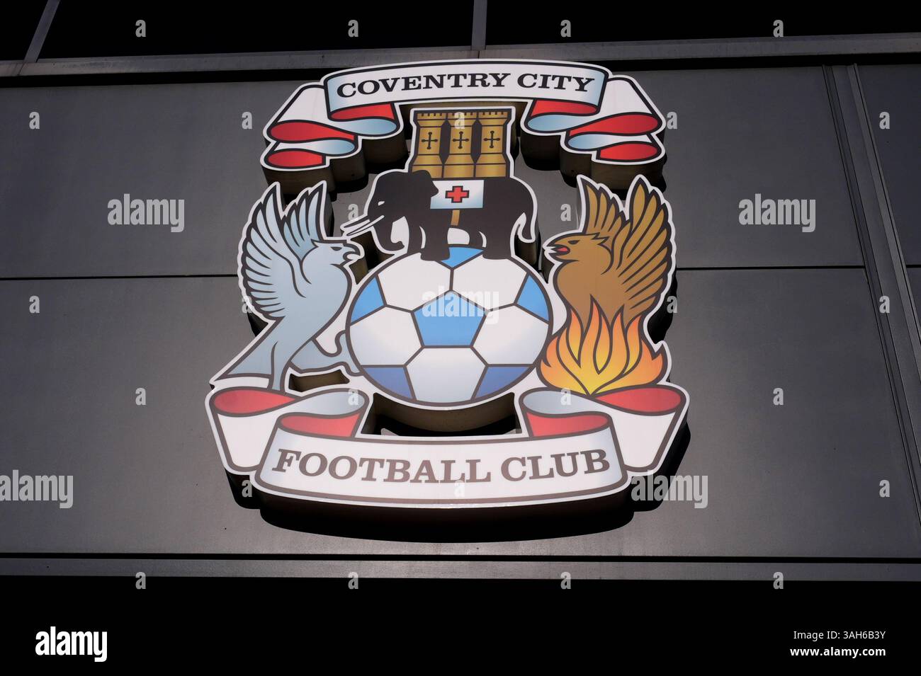 A view of a Coventry City club emblem before the Sky Bet Championship ...