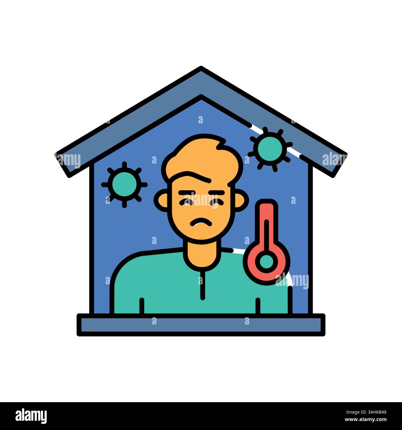 home isolation color flat icon for digital and print projects. Minimal ...