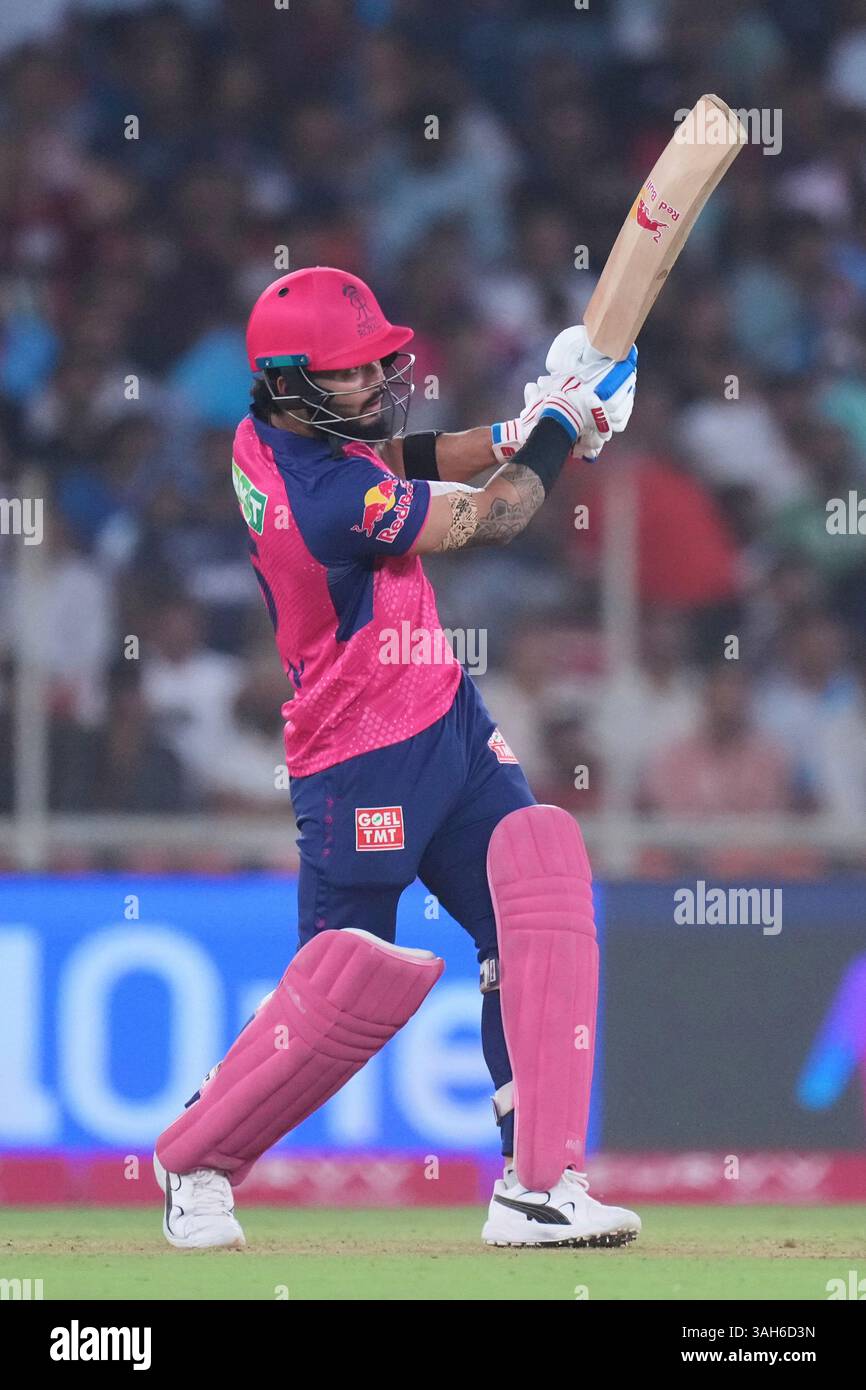 Rajasthan Royals' Riyan Parag plays a shot during the Indian Premier ...