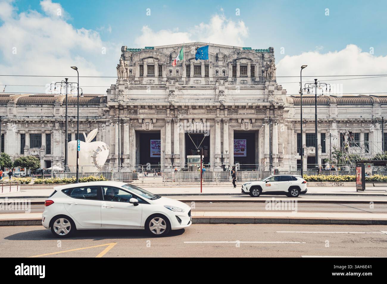 Milan, Italy - 05.14.2024: The facade of Milano Stazione Centrale the ...