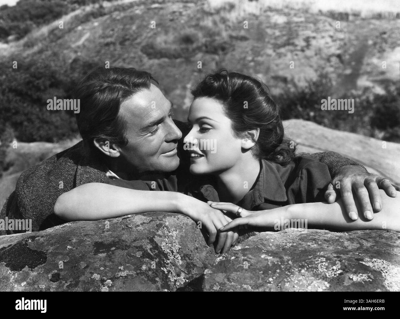 Randolph scott gene tierney celebrity historical Black and White Stock ...