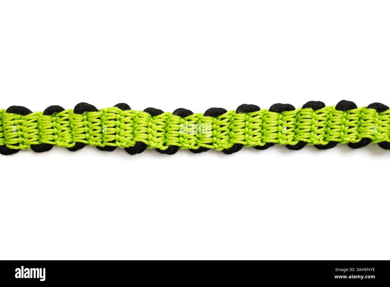 Black and green thread crochet chain cord isolated on white Stock Photo ...