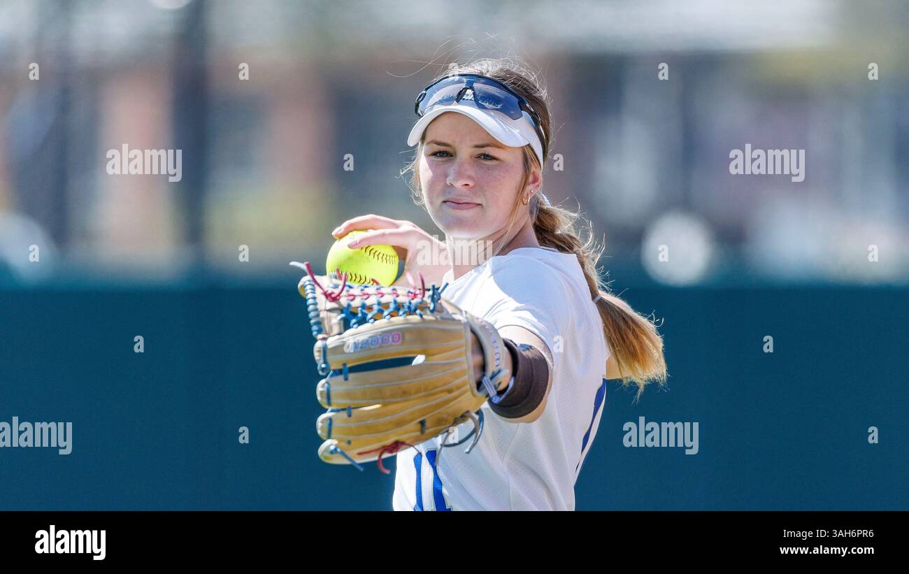 Tulsa outfielder Whitney Holcomb (11) during an NCAA softball game on Saturday, March 22, 2025 ...