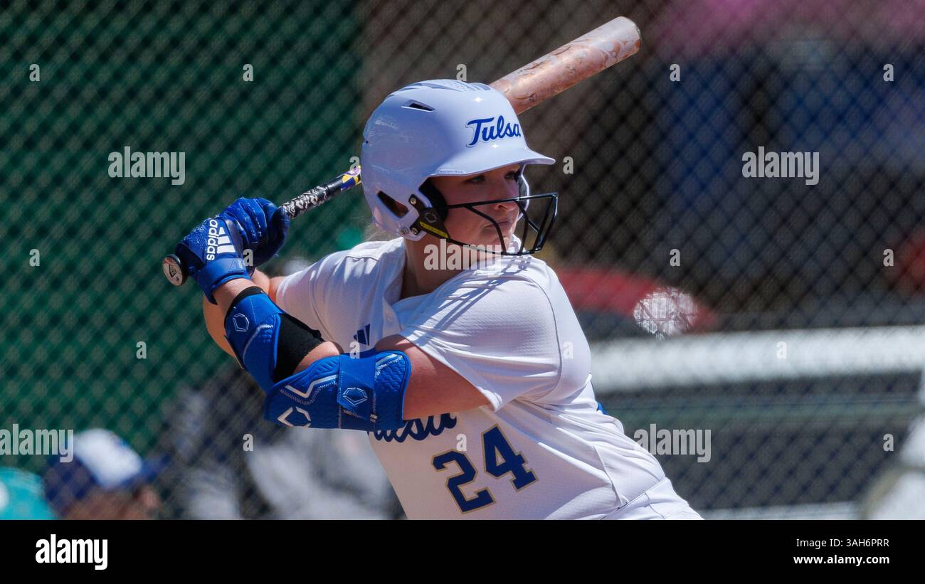 Tulsa infielder Danielle Burns (24) during an NCAA softball game on ...