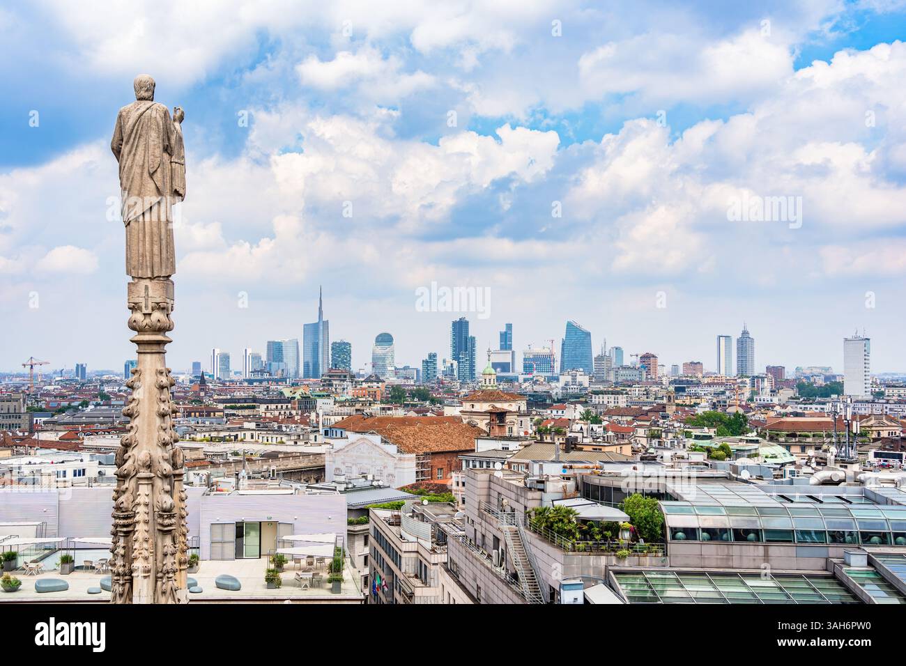 Modern Milan Skyline with Rooftop Terraces and Skyscrapers in the Porta ...
