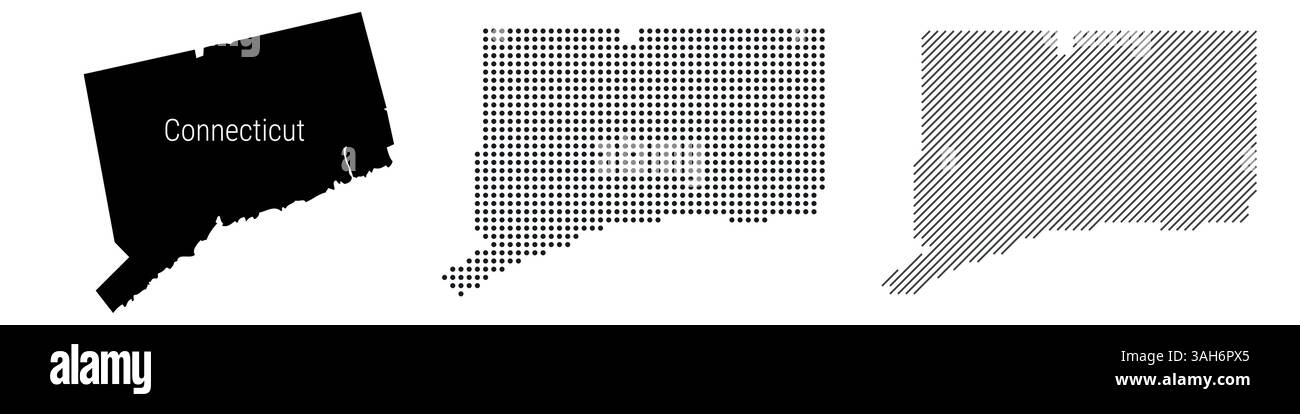 Connecticut detailed silhouette map, dotted pattern and slanted ...