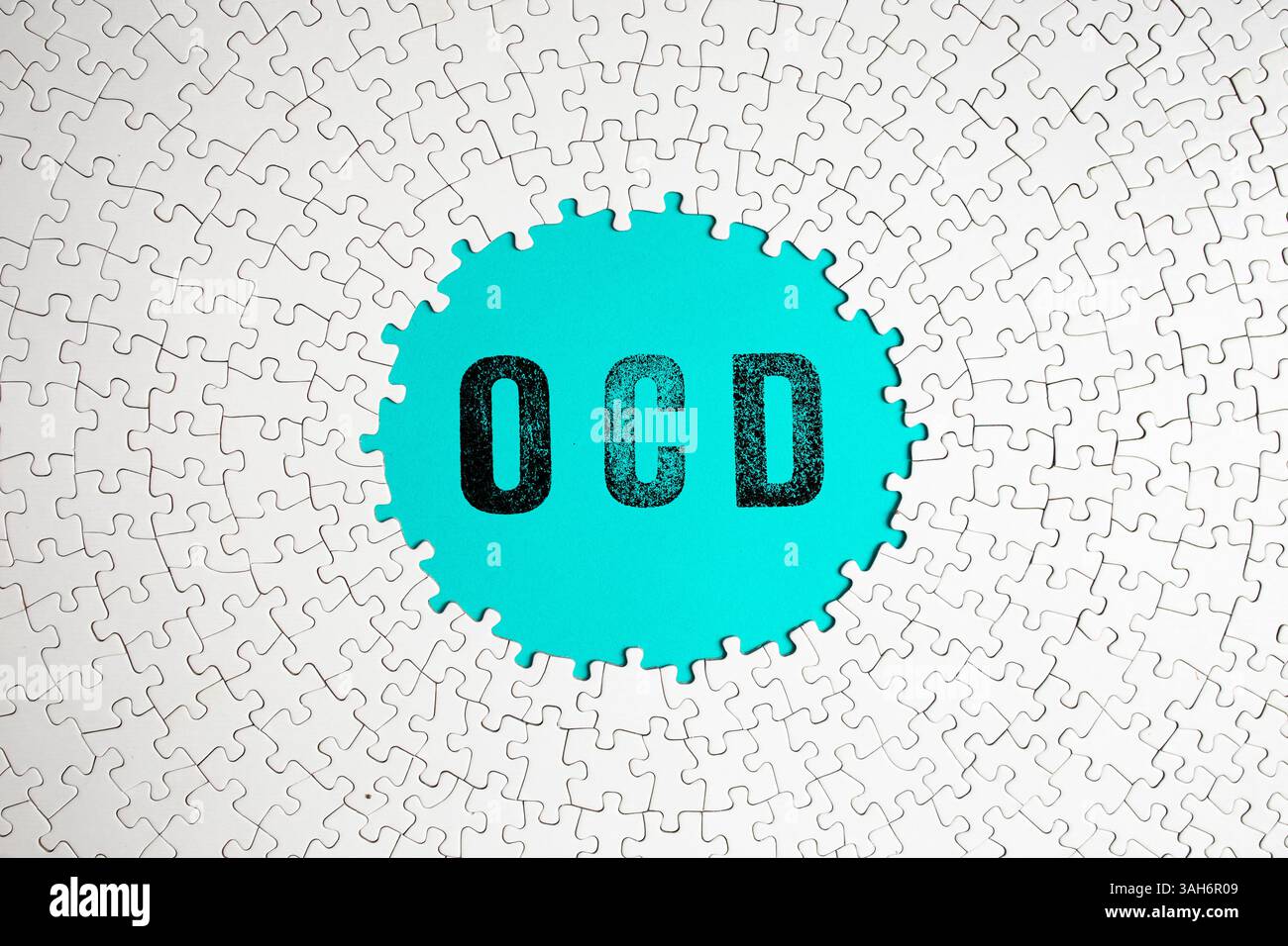 Ocd word written on turquoise background surrounded by a circular ...