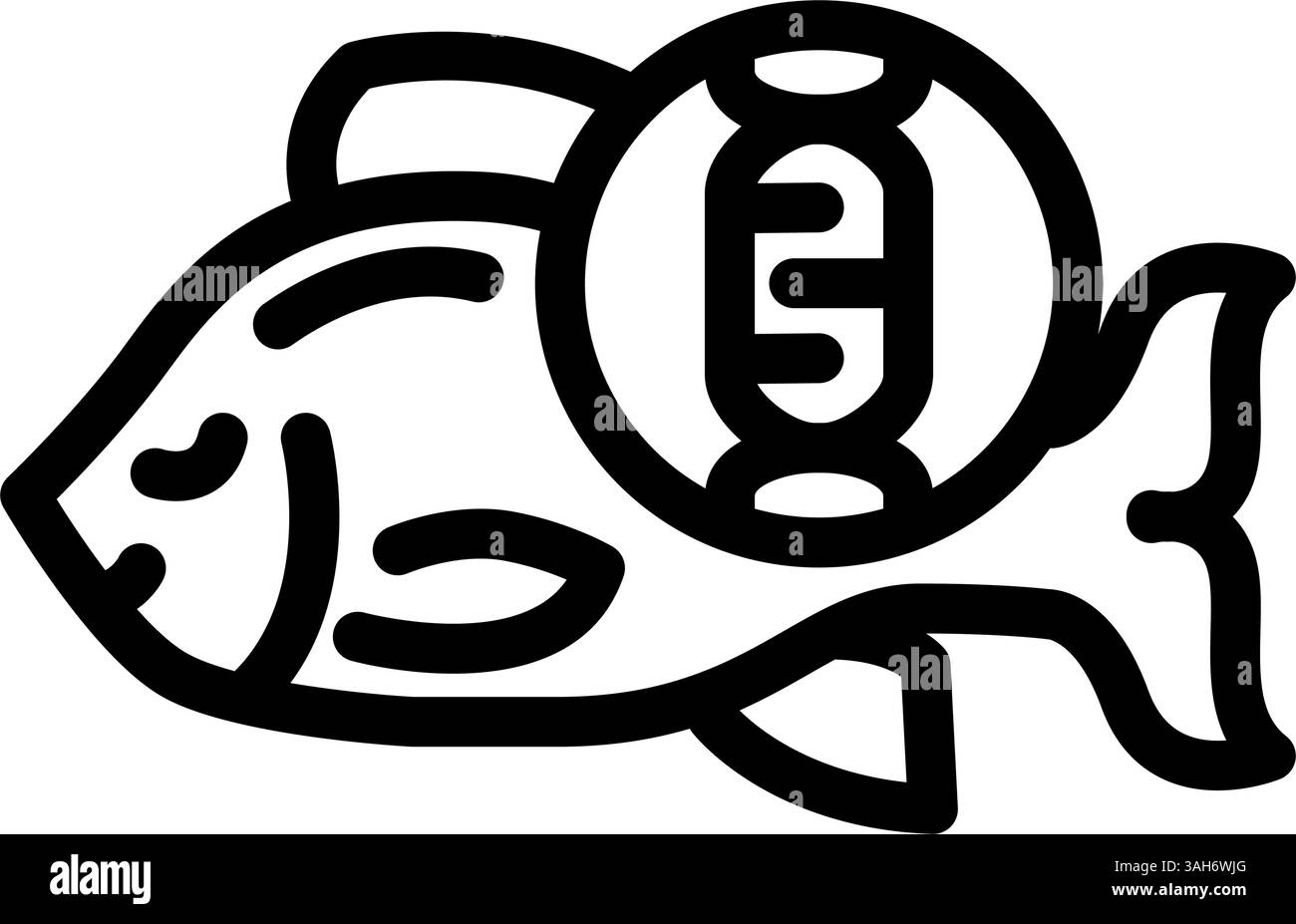 fish with dna genetic engineering line icon vector illustration Stock ...