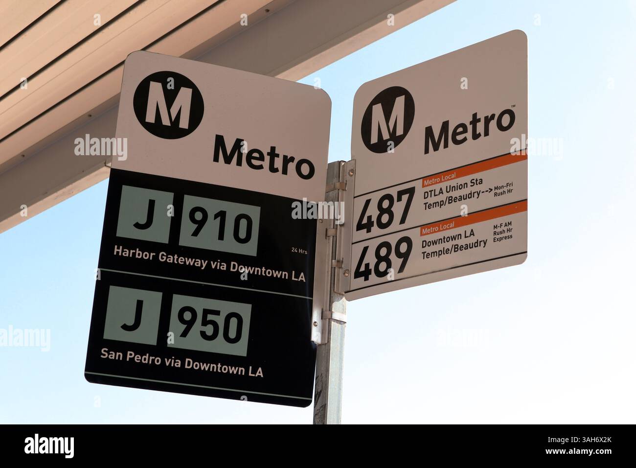 Los Angeles, California: LA Metro Local and J Line Bus Stop sign. LA ...