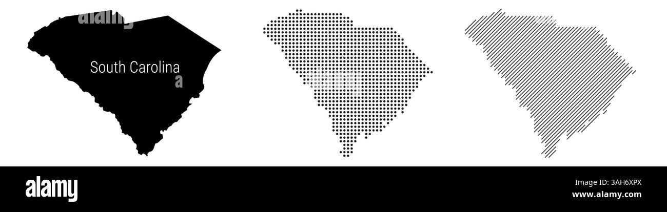 South Carolina detailed silhouette map, dotted pattern and slanted ...