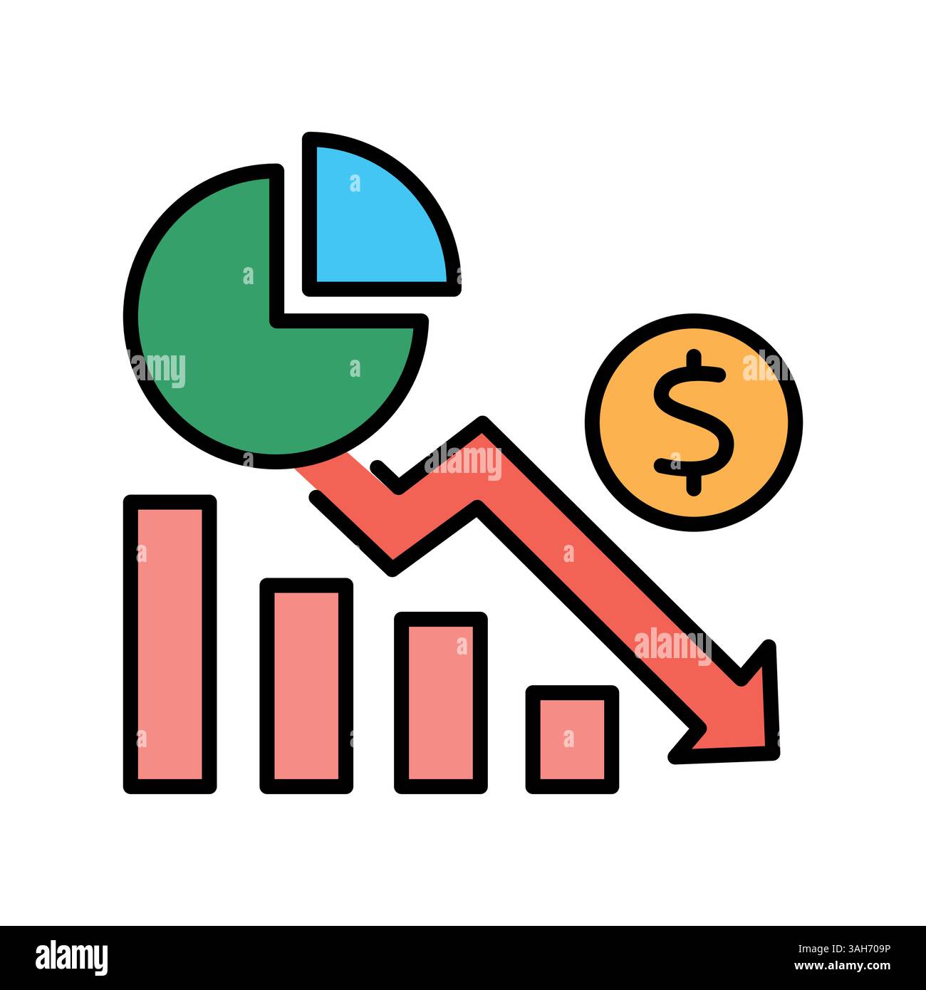 Recession color flat icon for digital and print projects. Minimal clean ...